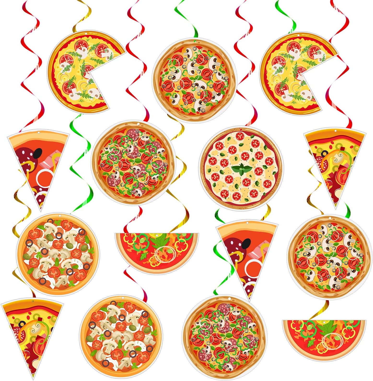Amazon.com: Teling 48 Pcs Pizza Party Decorations Pizza Hanging Swirl ...