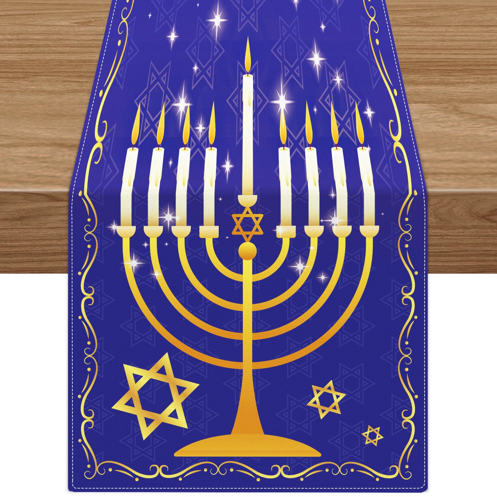Amazon.com: 14 x 72 Inch Hanukkah Table Runner, Star Jewish Chanukah ...