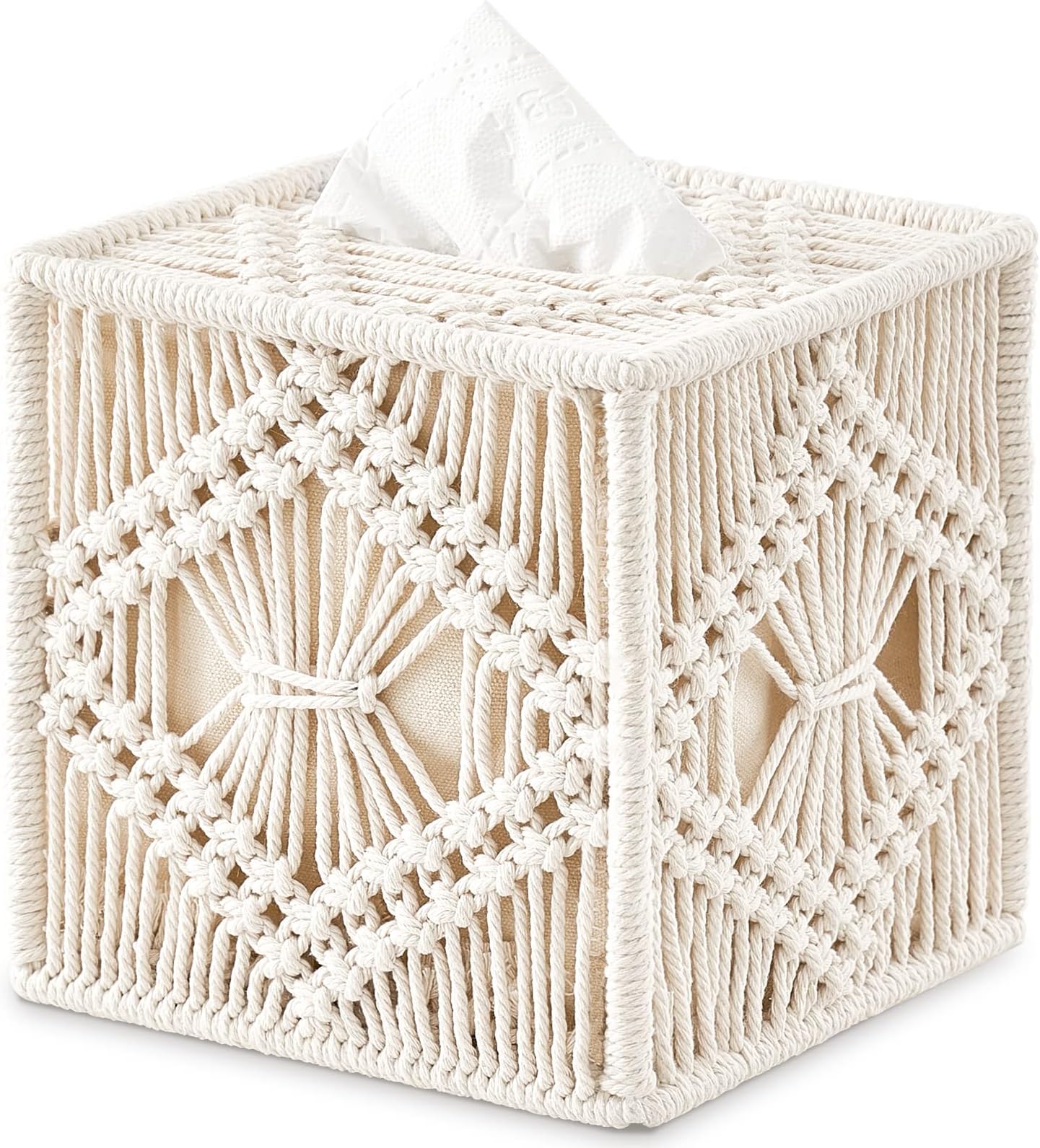 Amazon.com: Purple Macrame Tissue Box Cover Square Shape, Braided Rope ...