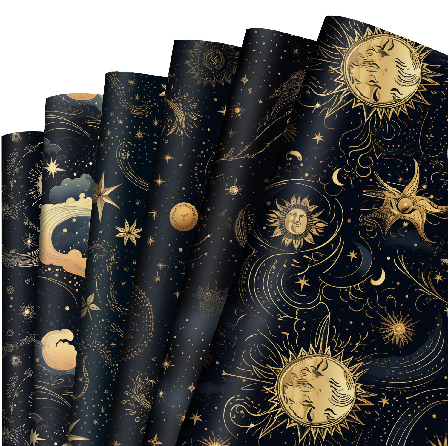 Amazon.com: Dtiafu Galaxy Wrapping Paper 6 Style Space Moon Stars Suns ...