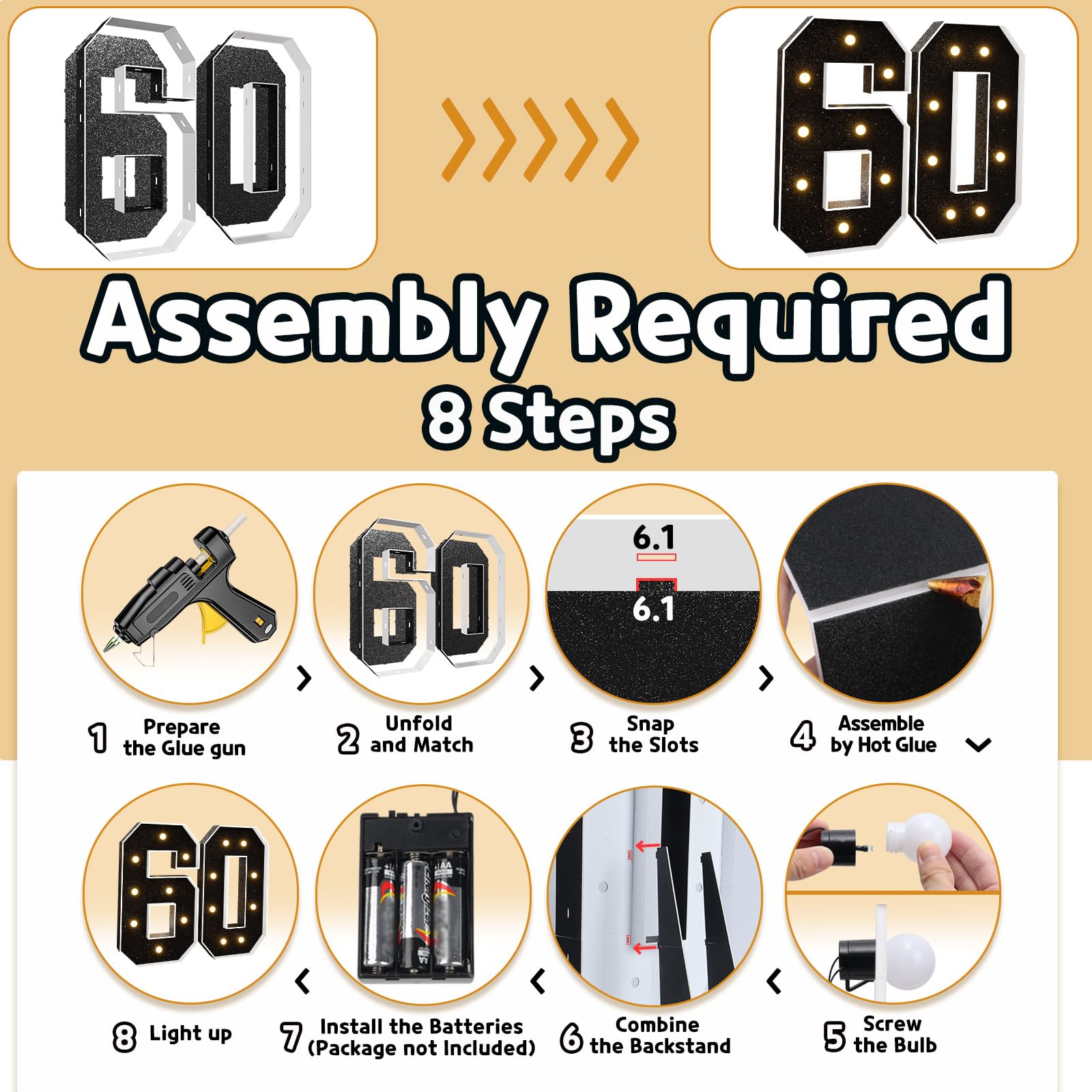 Snapklik.com : Imprsv 3FT Black 60th-Birthday Decorations Numbers: 60th ...