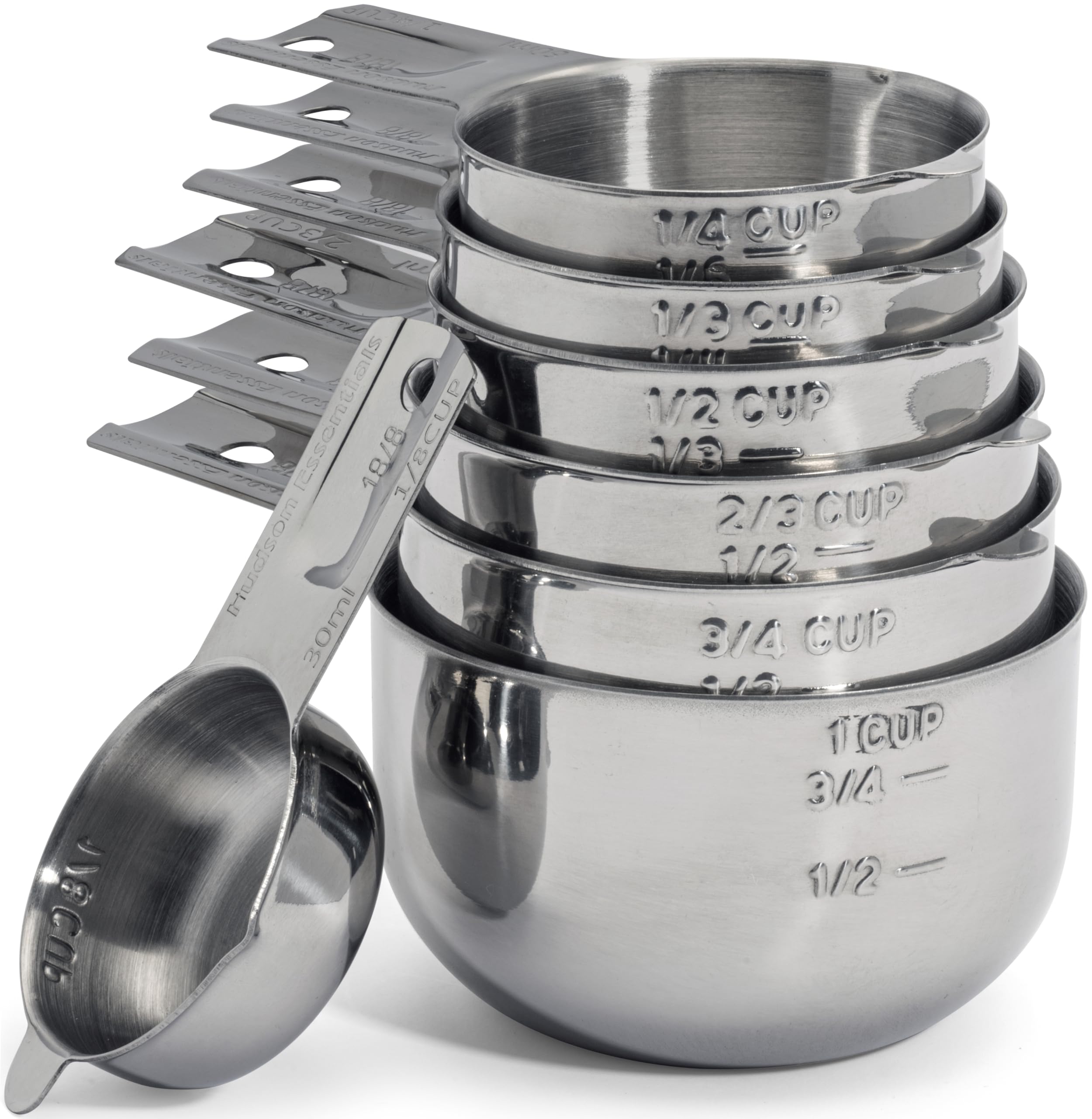 Amazon.com: Hudson Essentials Stainless Steel Measuring Cups Set ...