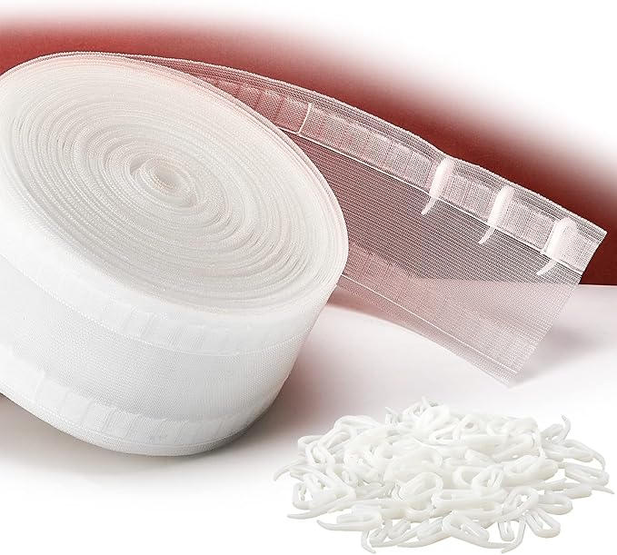 Amazon.com: Juexica Transparent Wave Curtain Tape, 25 Meter 350 Hooks ...