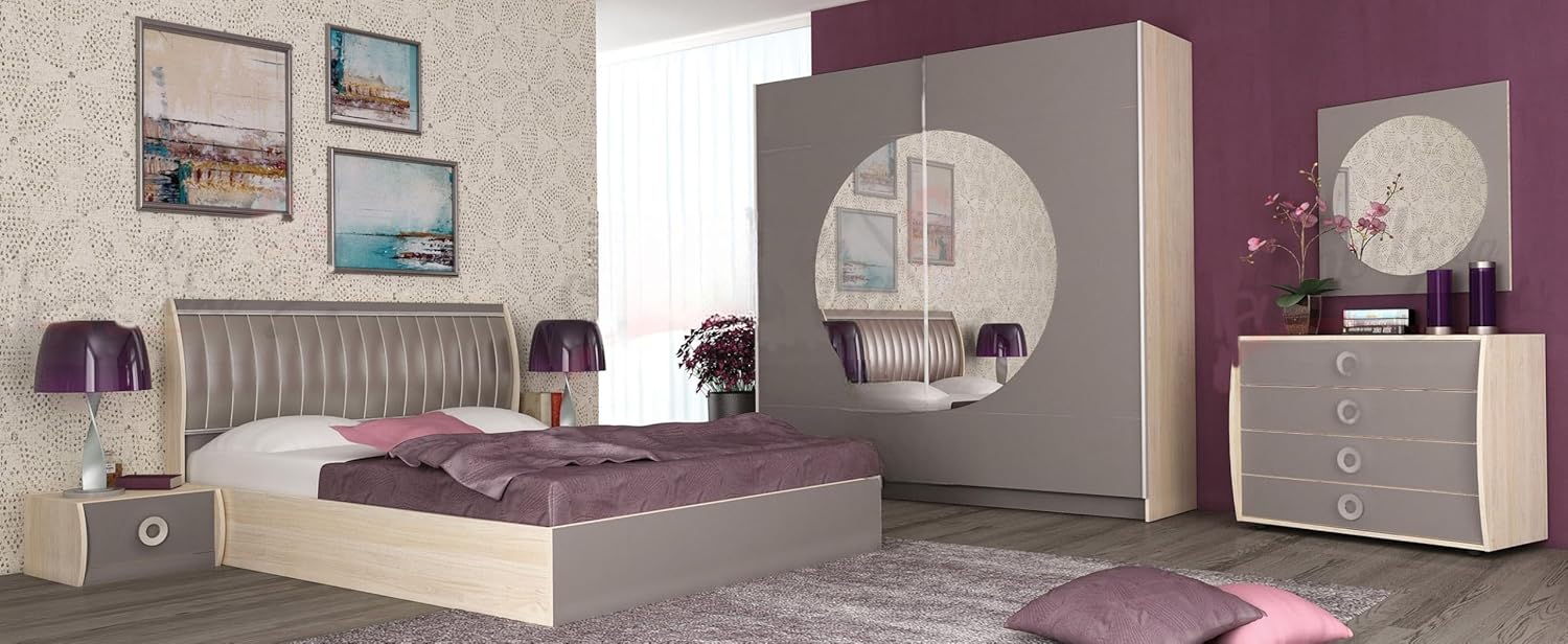 Camera da Letto Completa di Armadio con Specchio ad Ante Scorrevoli ...