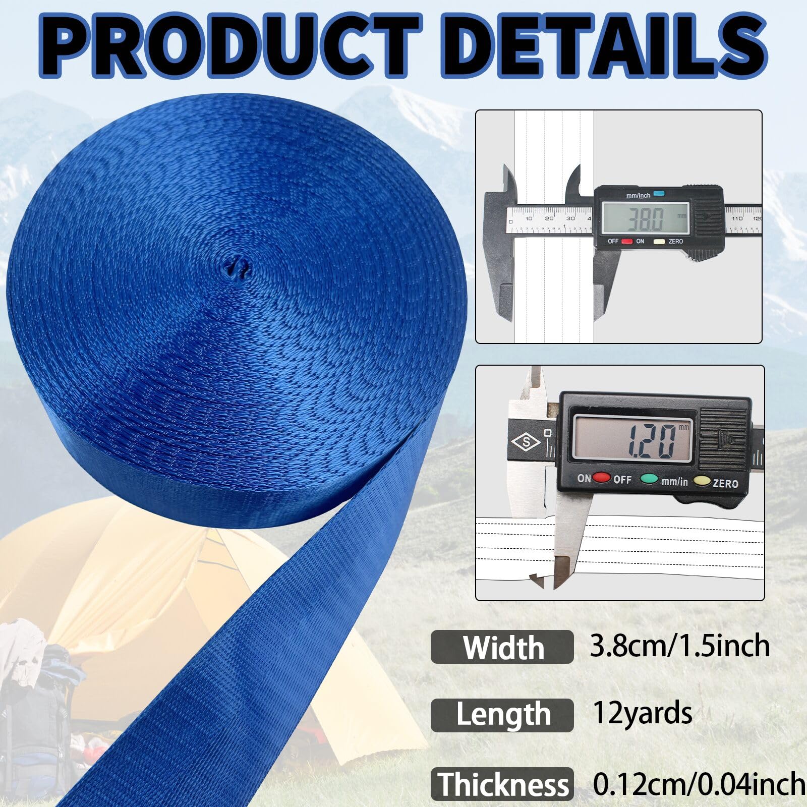 Heavy Duty Belting Royal Blue Polypropylene Webbing Straps - 1.5 Inch ...