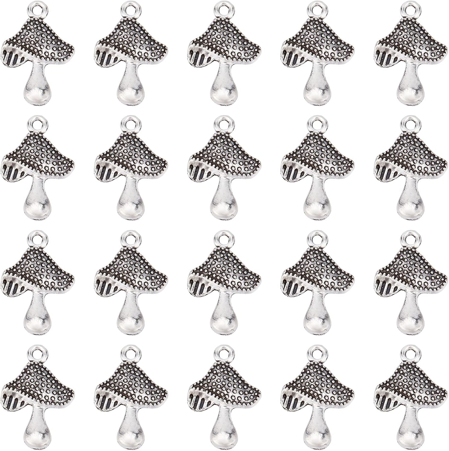 Amazon.com: SUNNYCLUE 1 Box 60Pcs Silver Mushroom Charms Mushroom Charm Bulk Tibetan Style Alloy ...