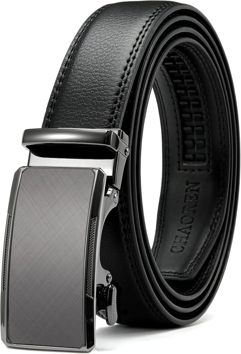 Amazon | [CHAOREN] ベルト メンズ 革 オートロック式 穴なし - 紳士用 ビジネス スーツベルト 3cm - 大きいサイズ 微調整可能 使いやすい メンズベルト ギフト ...
