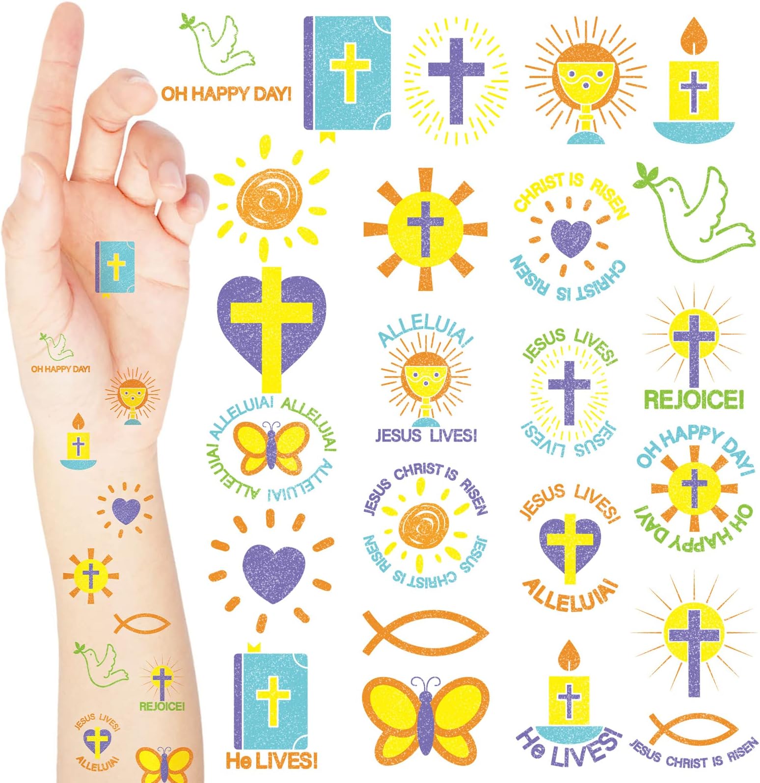 Amazon.com : Konsait Christian Temporary Tattoos for Kids, Easter ...