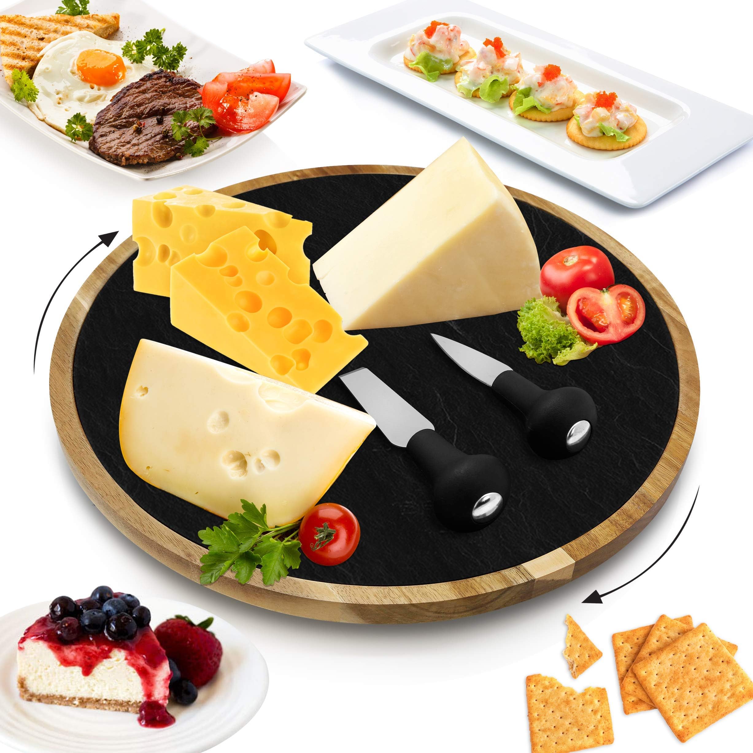 Amazon.com: Navaris Slate Lazy Susan Serving Platter - 30cm Rotating ...