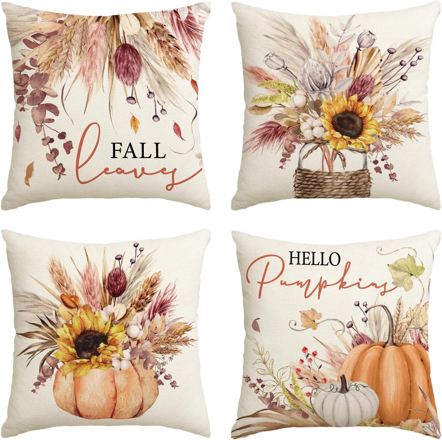 Amazon.com: AVOIN colorlife Fall Pumpkin Wheat Cotton Jar Autumn ...