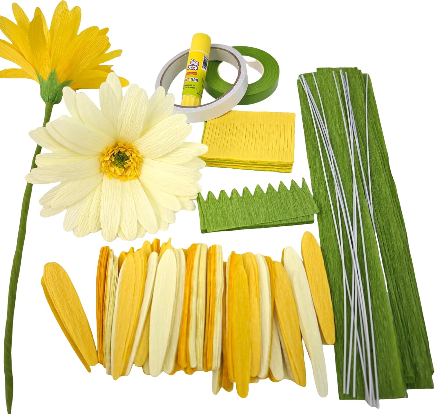 Amazon.com: DIY Crepe Paper Flower Making Kit Yellow & Beige Daisy ...