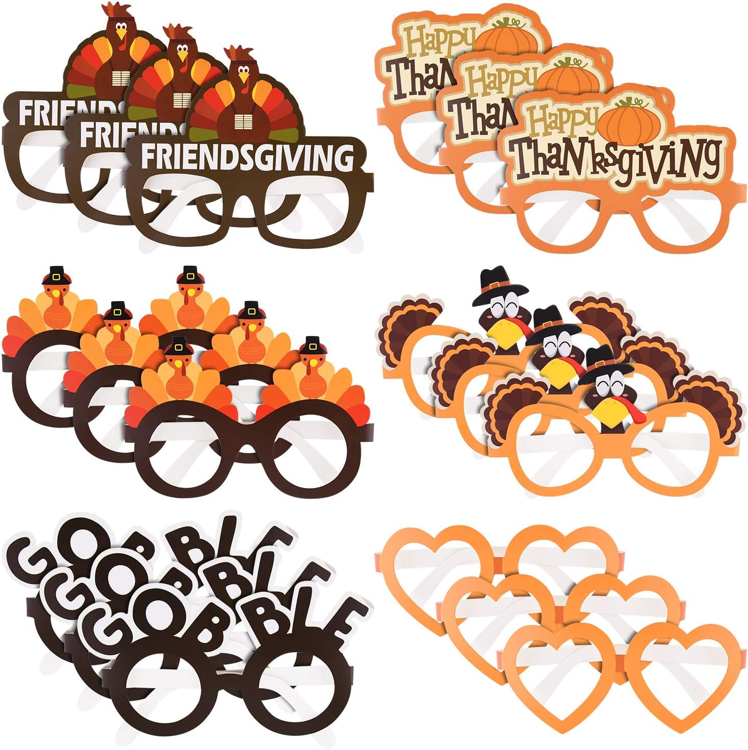 Amazon.com: MIAHART 18 Pcs Thanksgiving Turkey Eyeglasses Carnival ...