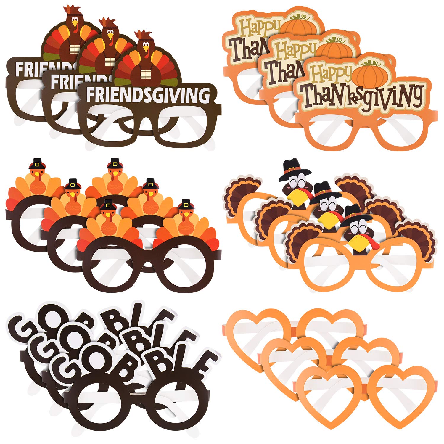Amazon.com: MIAHART 18 Pcs Thanksgiving Turkey Eyeglasses Carnival ...