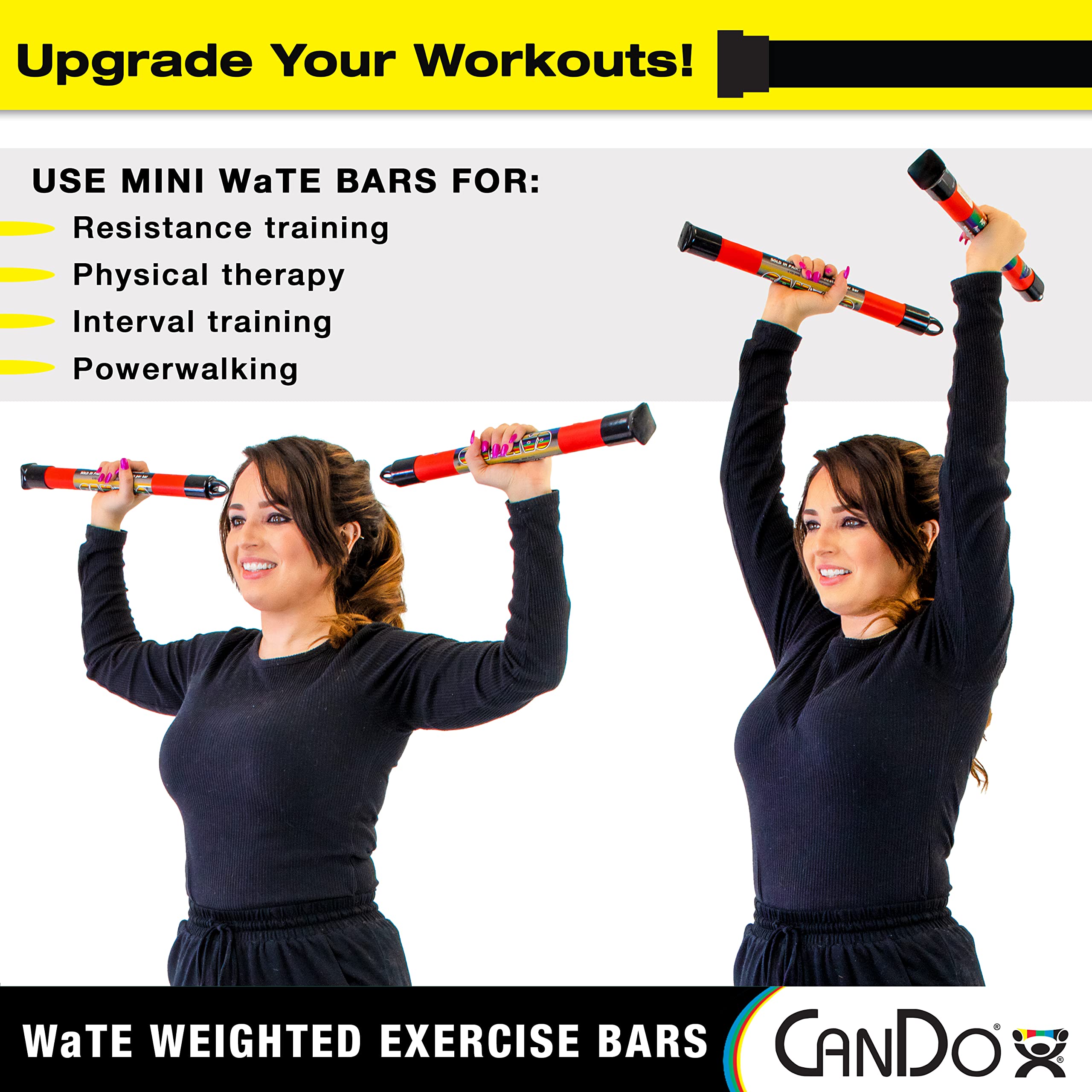 Snapklik.com : CanDo Mini WaTE Bars -2 Piece Set, 1.5lb Red, Total Body ...