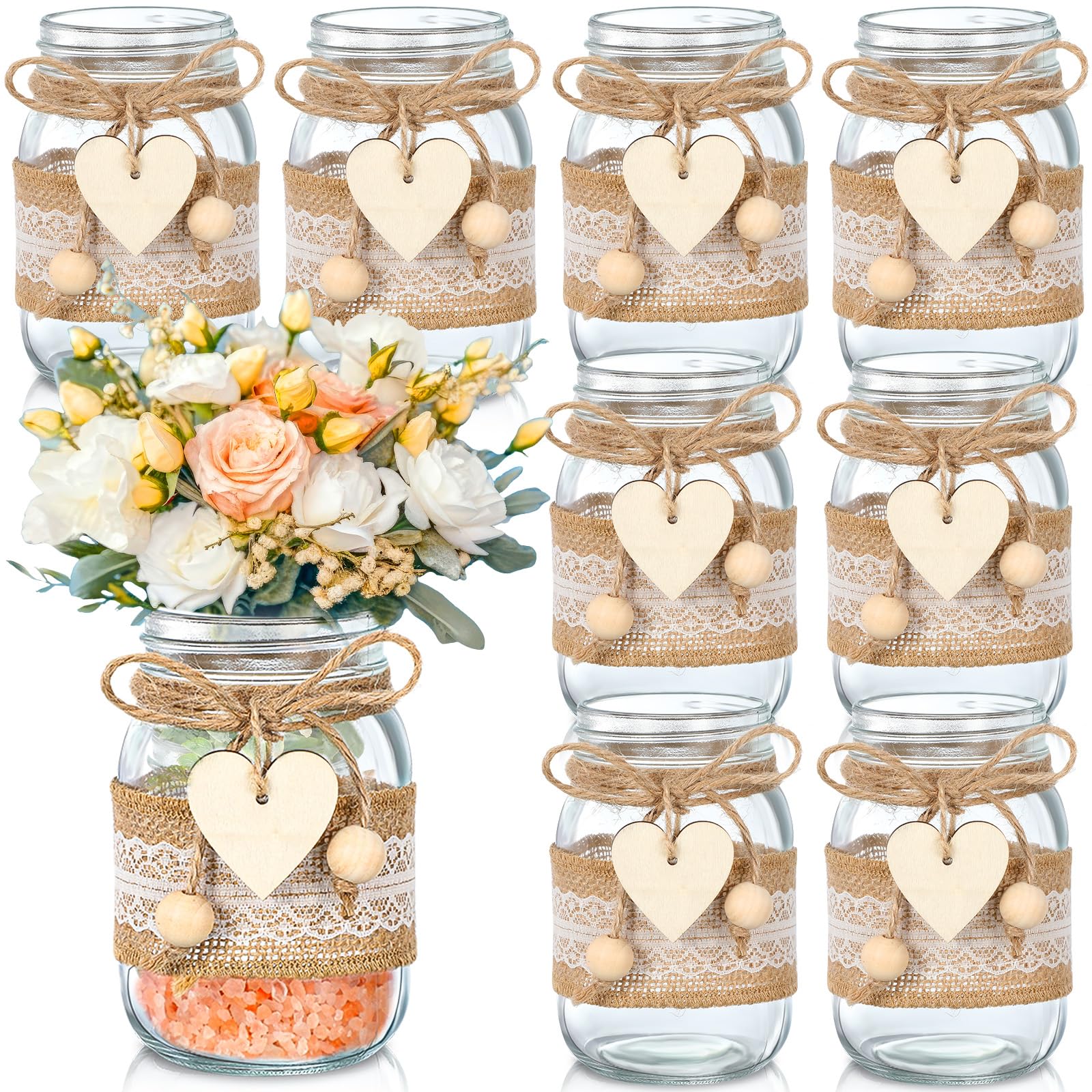 Canning Jar Lace Sleeves Table Centerpieces Mumufy 12 Pcs Mason Jars