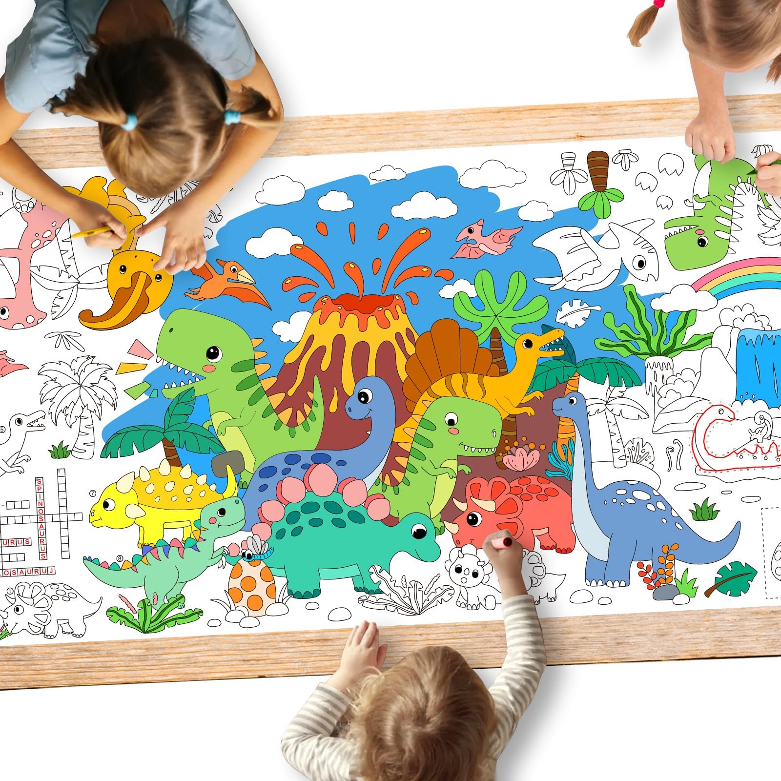 Amazon.com: Avezano 2 Pack Dinosaur Coloring Tablecloth for Kids Giant ...