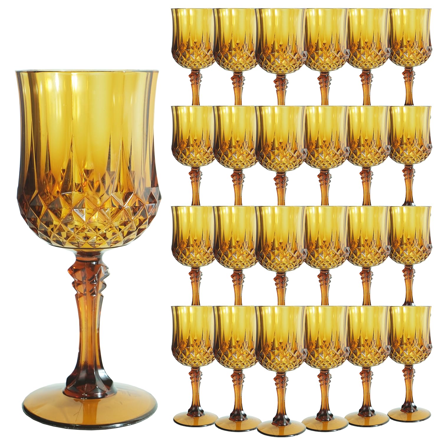 Amazon.com | LEYIQU Amber Plastic Wine Glasses，Amber Plastic Goblets ...