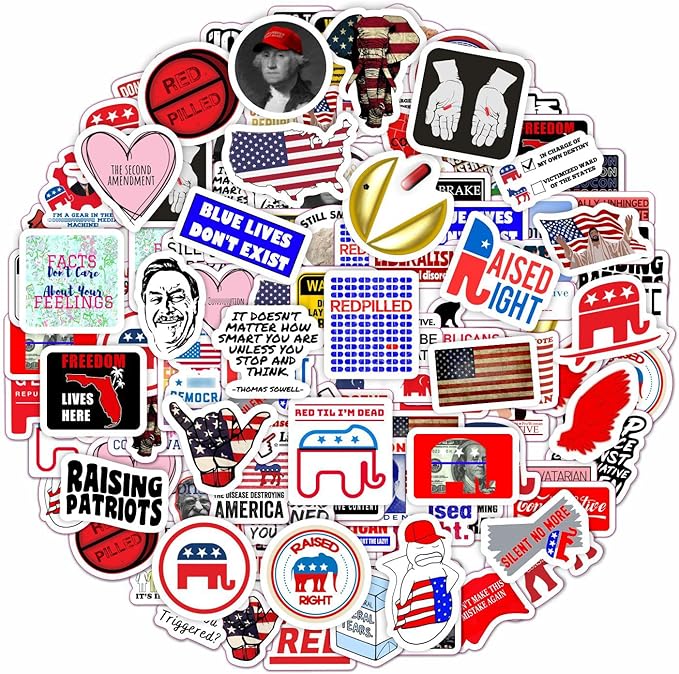 Amazon.com: BulbaCraft 100 Pcs Republic an Stickers, Conservat ive ...