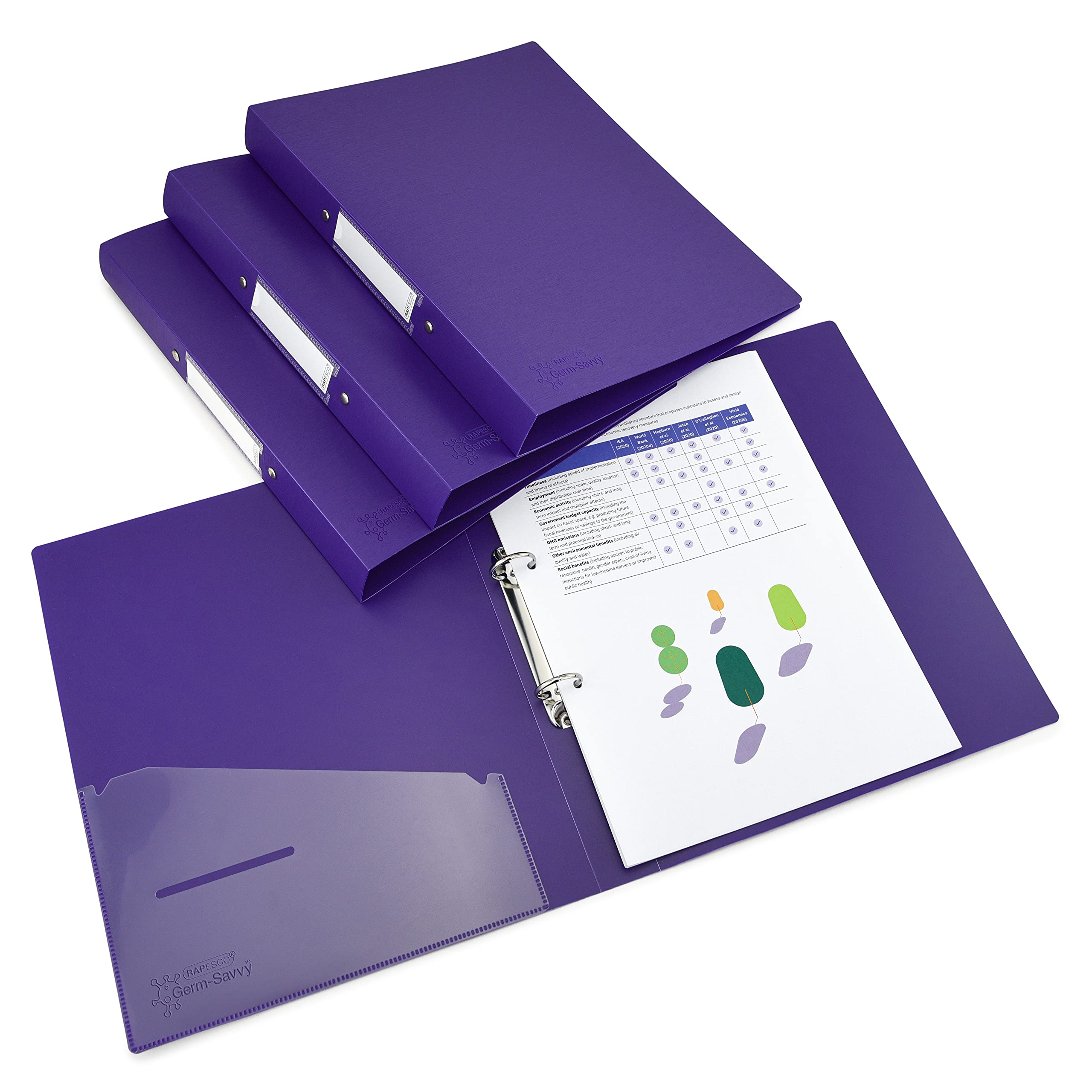 Rapesco 1663 2-Ring Binder with Antibacterial Protection, 35 mm Spine ...