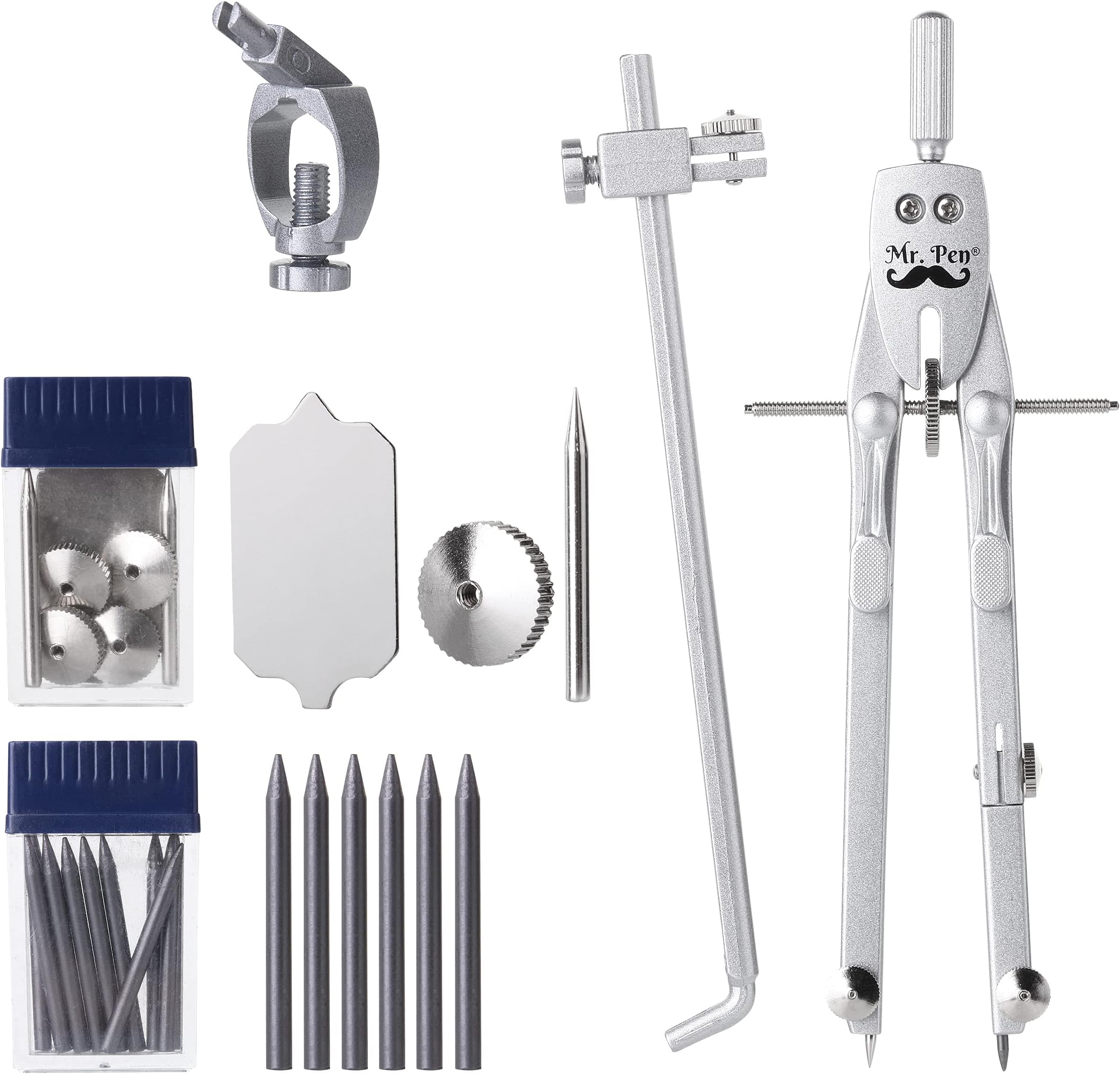 Mr. Pen- Professional Metal Compass with Wheel, Lock and Extension Bar ...