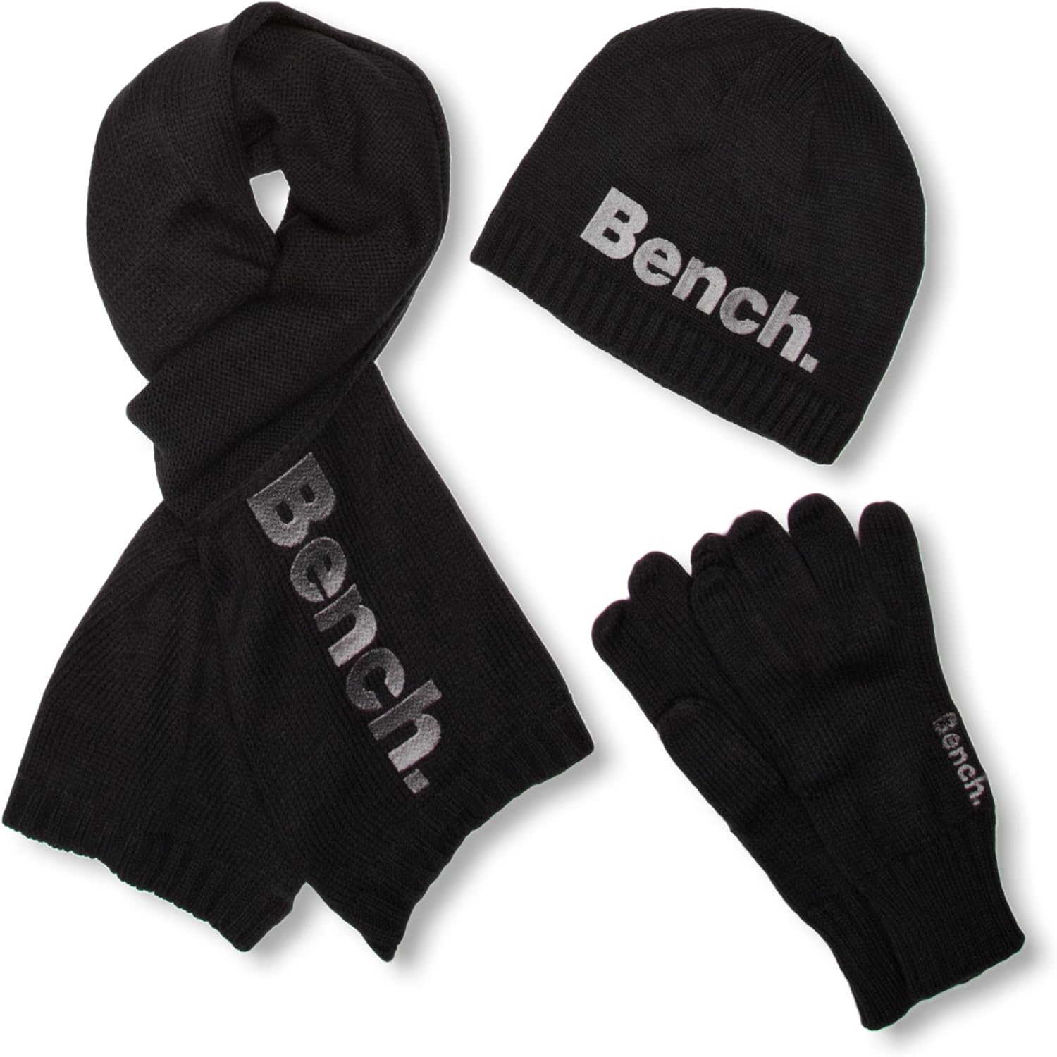Bench Everitt Men's Hat, Scarf and Glove Gift Set Black One Size ...
