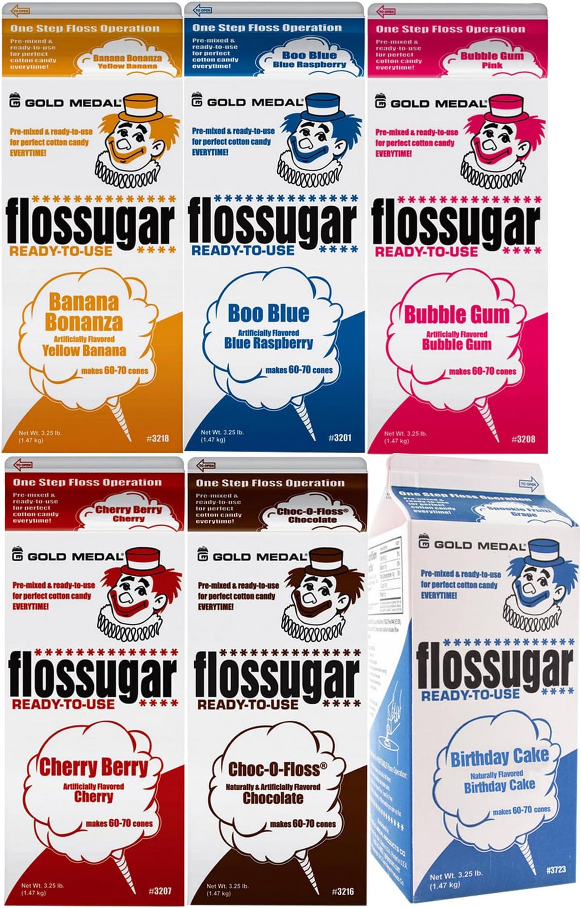 Amazon.com : Cotton Candy Floss sugar Mix Flavors | Pack Of 6 | Blue ...