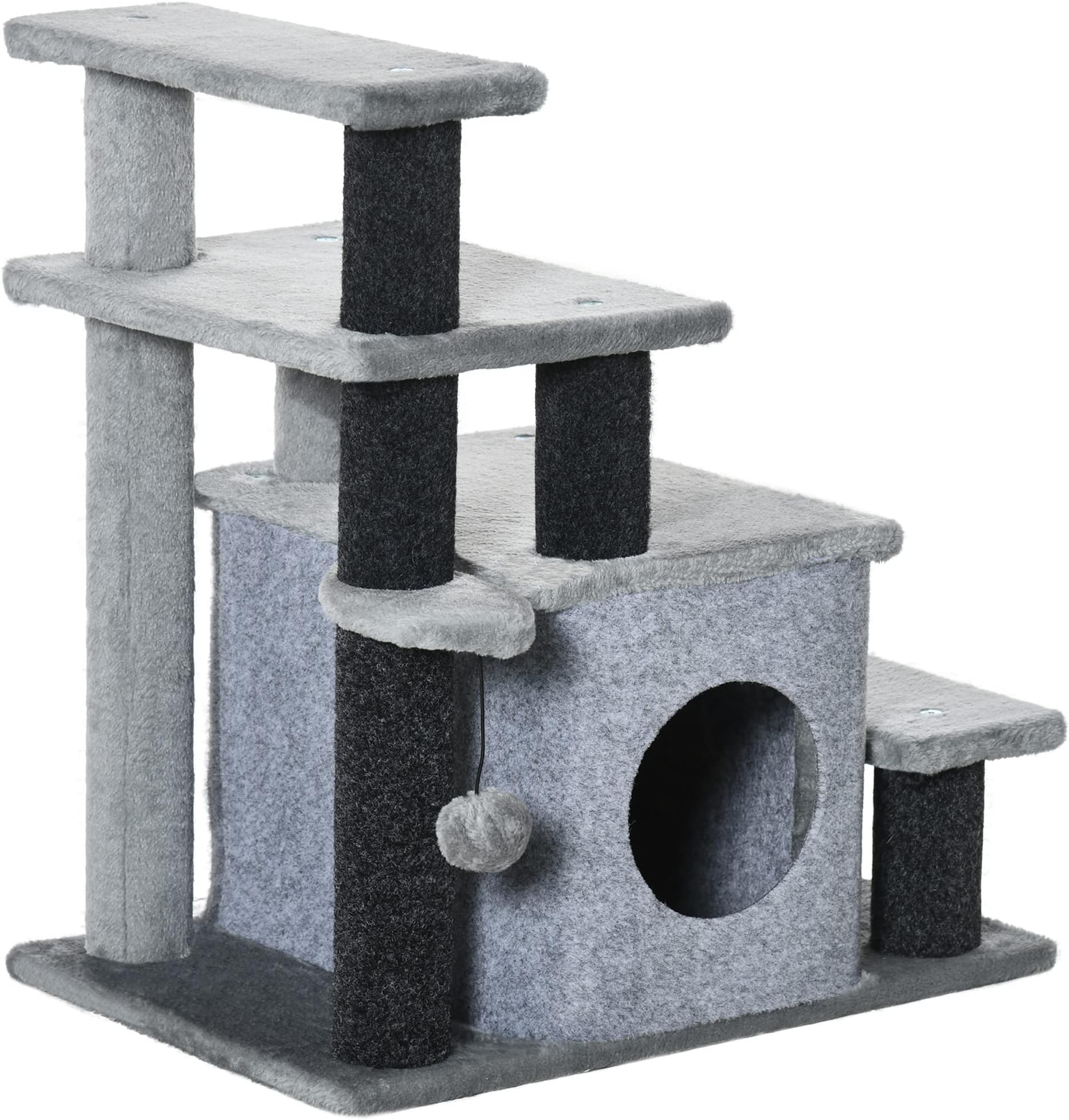Amazon.com : PawHut Pet Stairs, Adjustable Height 3 Step/4 Step Cat ...