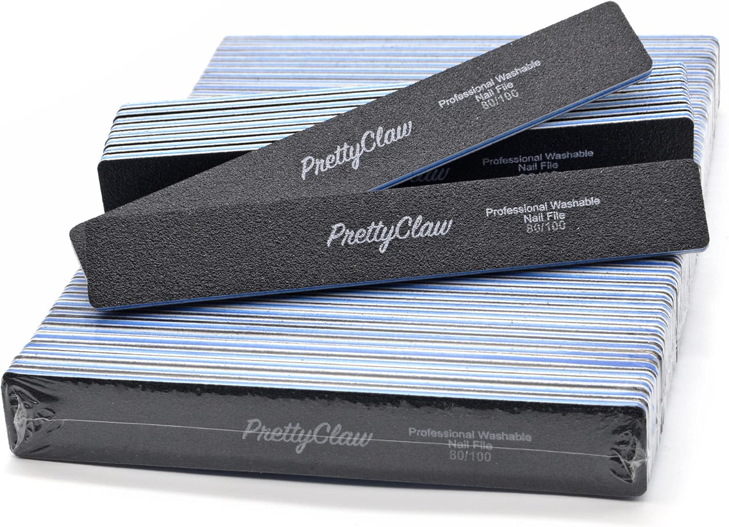 Amazon.com : PrettyClaw | 50pc Professional Nail File 80/100 Grit Black ...