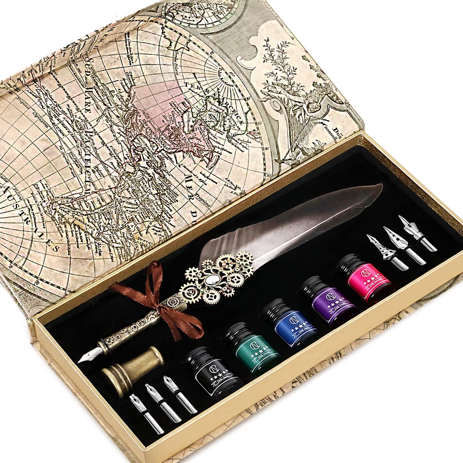 Amazon.com : NC Quill Pen Ink Set Includes 5 Bottles of Ink and 6 ...