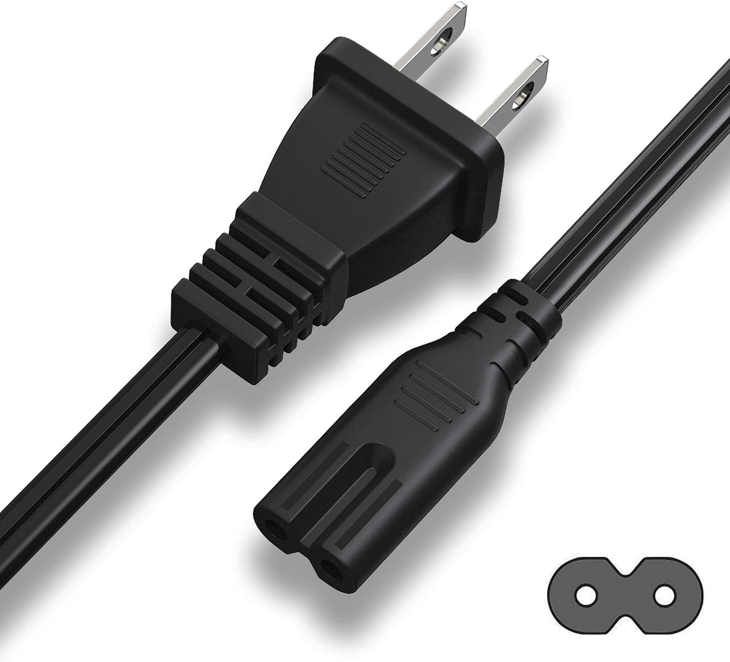 Amazon.com: Cable Matters 2-Pack 2 Prong TV Power Cord - 6ft, AC Power ...