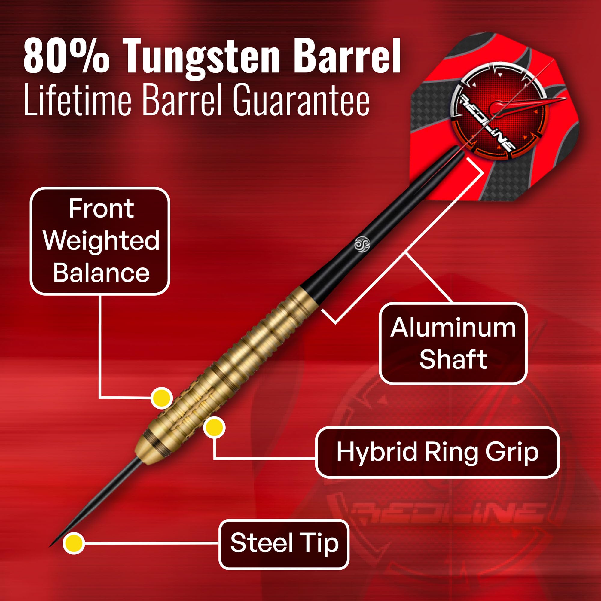 Shot! Darts Redline M4CH1 Steel Tip Dart Set Front Weighted 80% ...