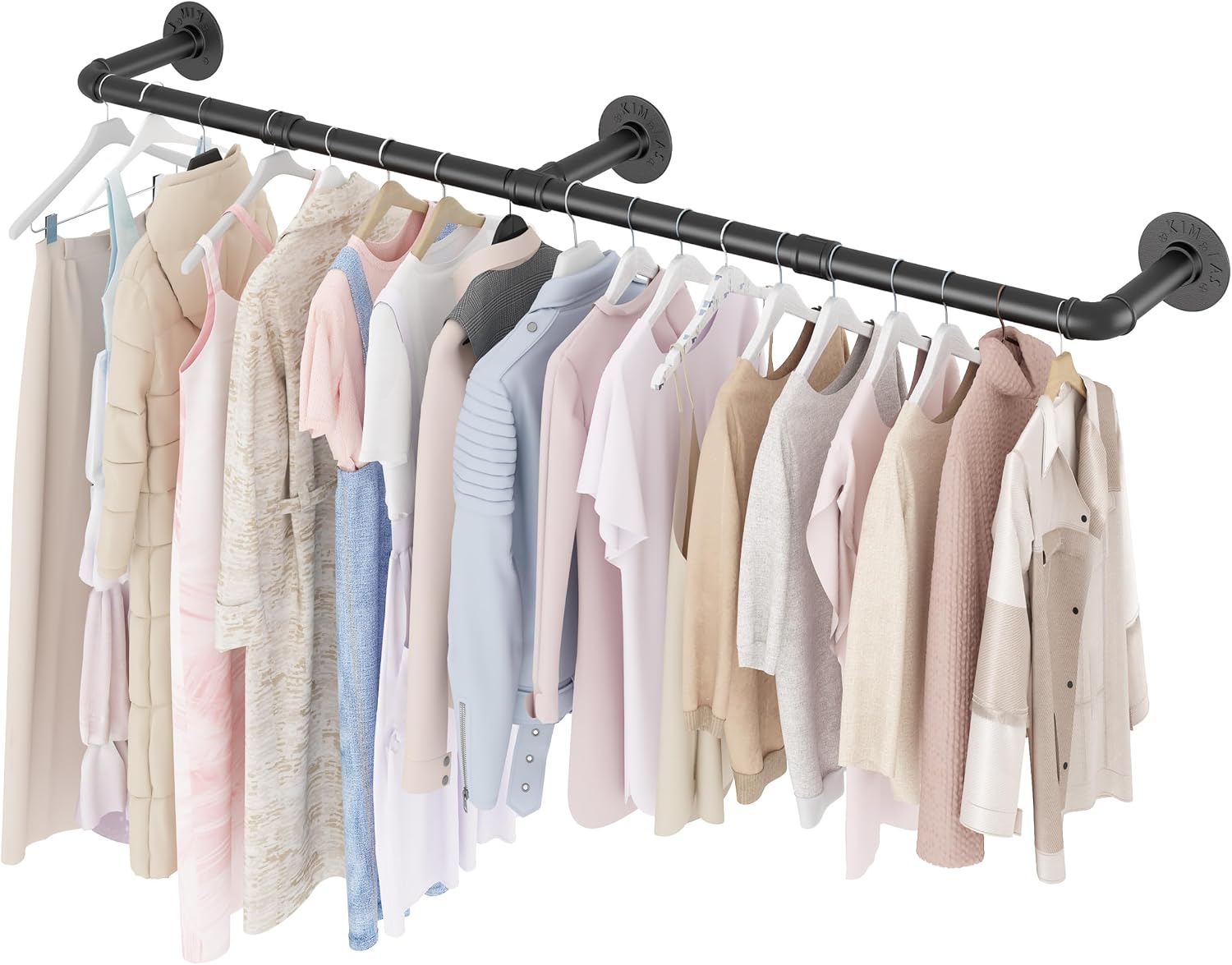 SMILOVII Wall Mounted Clothes Rail, Industrial Pipe Clothes Rails Wall ...