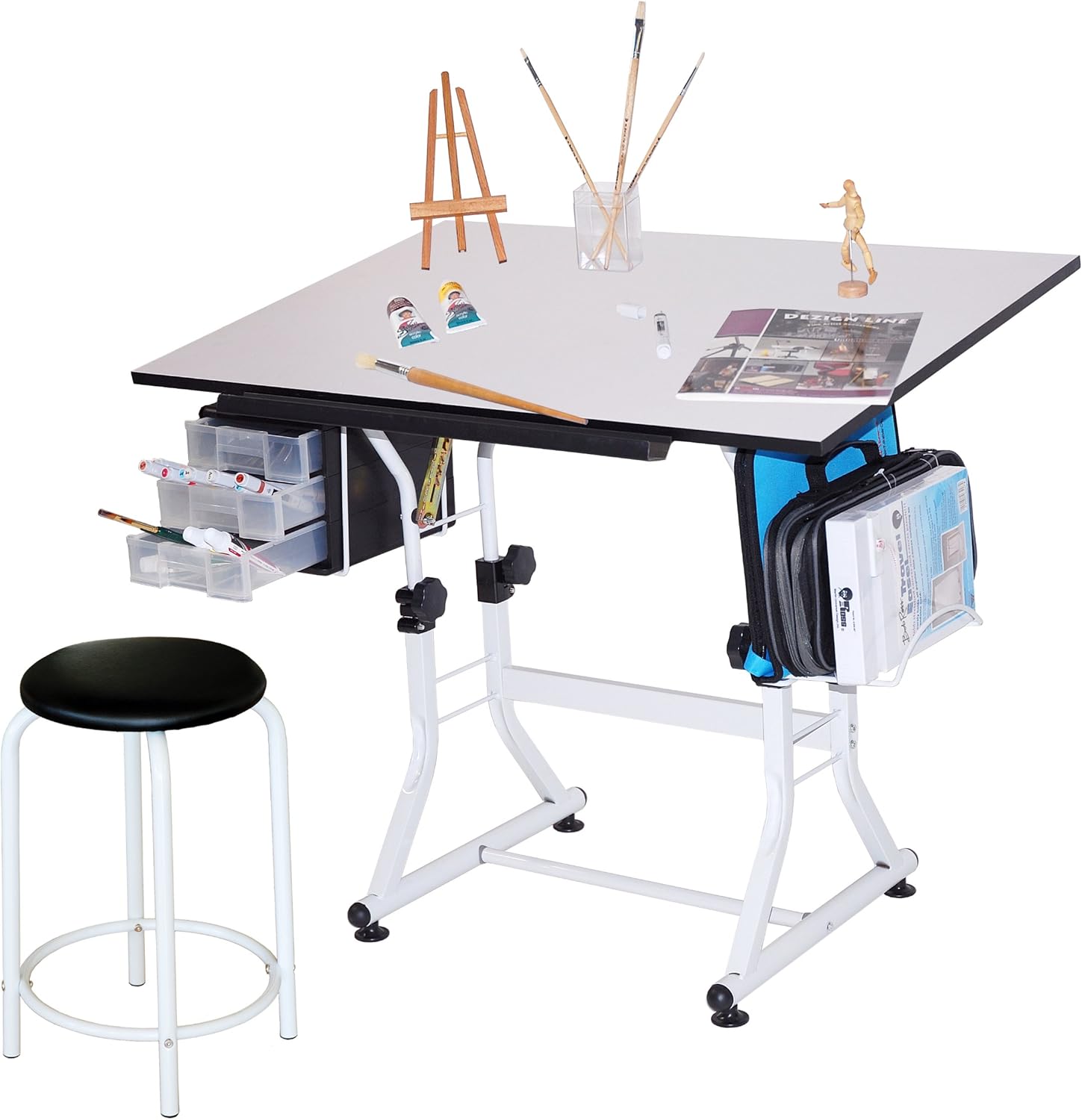 Amazon.com: Martin Universal Design Ashley Hobby Stool Art Table, White ...