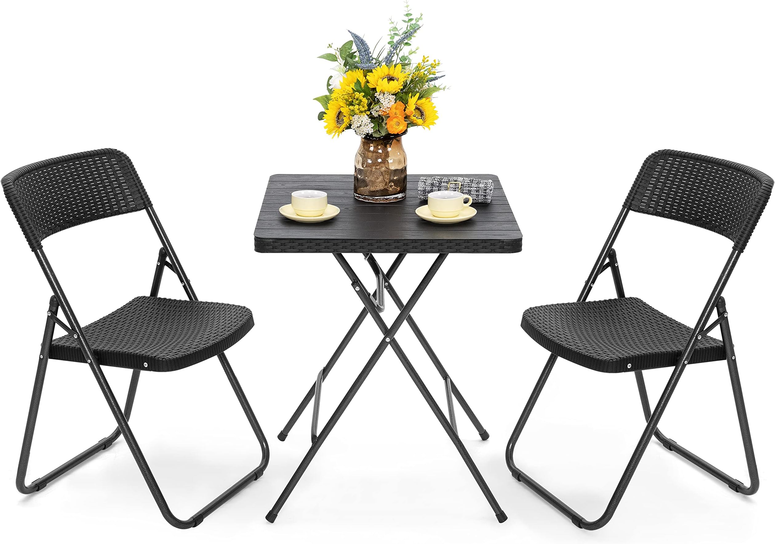 Amazon.com: Pyramid Home Decor 3 Piece Outdoor Bistro Set - Foldable ...