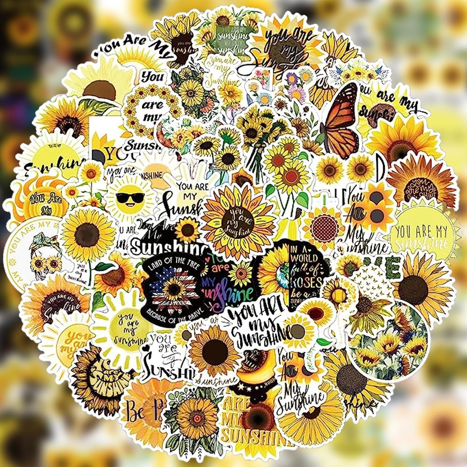 Amazon.com: 100 PCS Sunflowers Stickers for Guitar Laptop,Sunshine ...