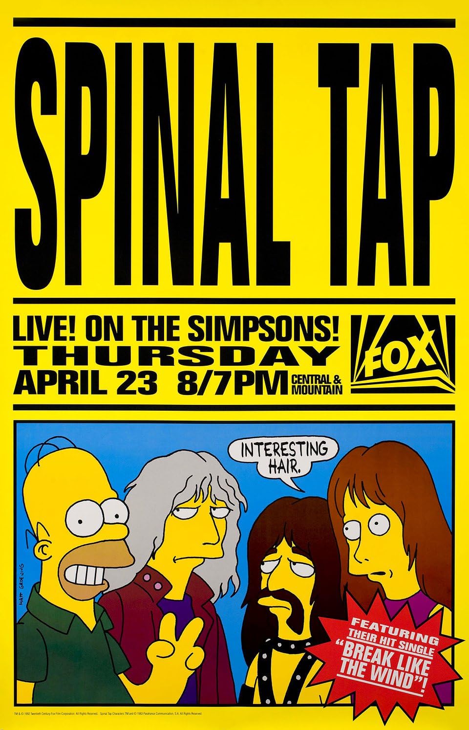 The Simpsons Featuring Spinal Tap 1992 U.S. One Sheet Poster at Amazon ...