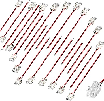 Clearhill 8mm 2Pin 20Pcs COB LED Strip Connectors,Solderless Strip to ...