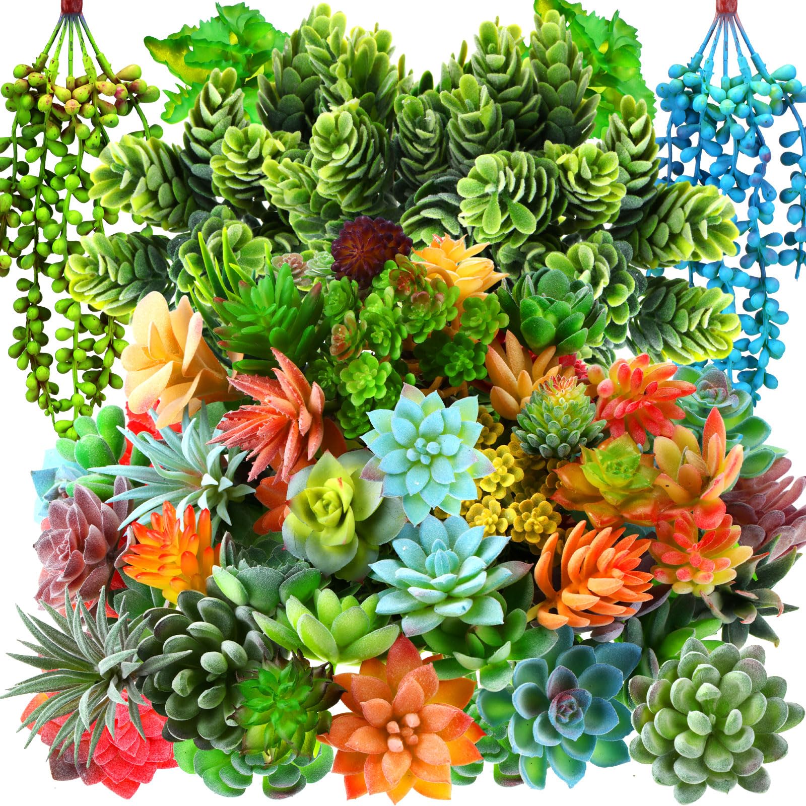 Amazon.com: Tigeen 80 Pcs Artificial Succulents Plastic Succulents ...