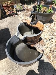 Amazon.com : Giantex 2-Tier Barrel Waterfall Fountain, Rustic Wood ...