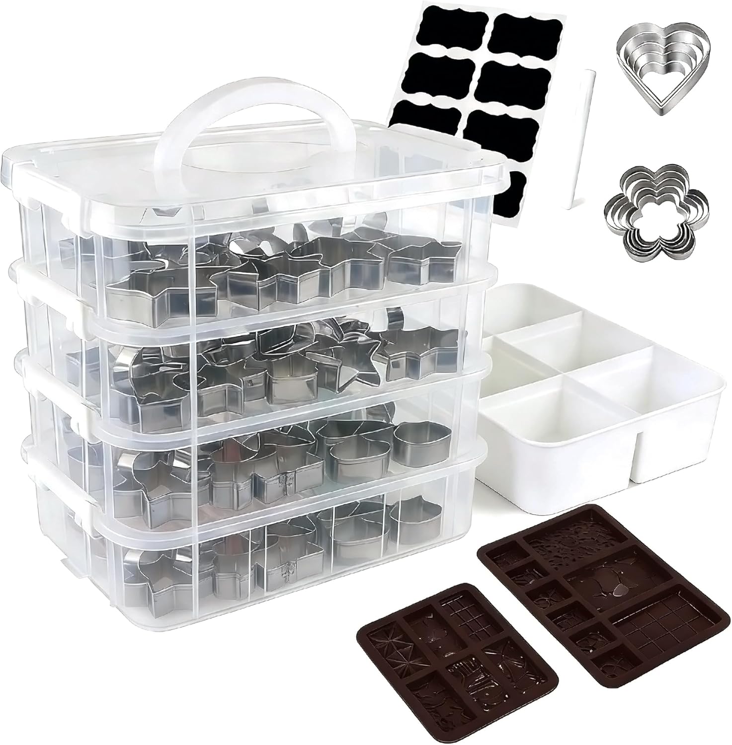 Amazon.com: 4 Pack of Cookie Cutter Storage with Chocolate Cookie Mold ...