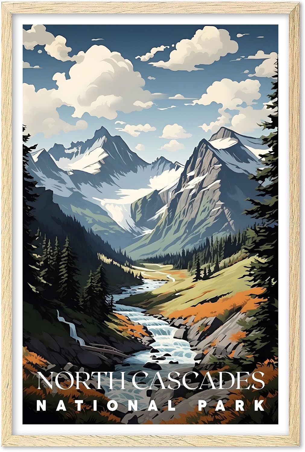 Amazon.com: North Cascades National Park Wall Art Print, Travel Poster ...