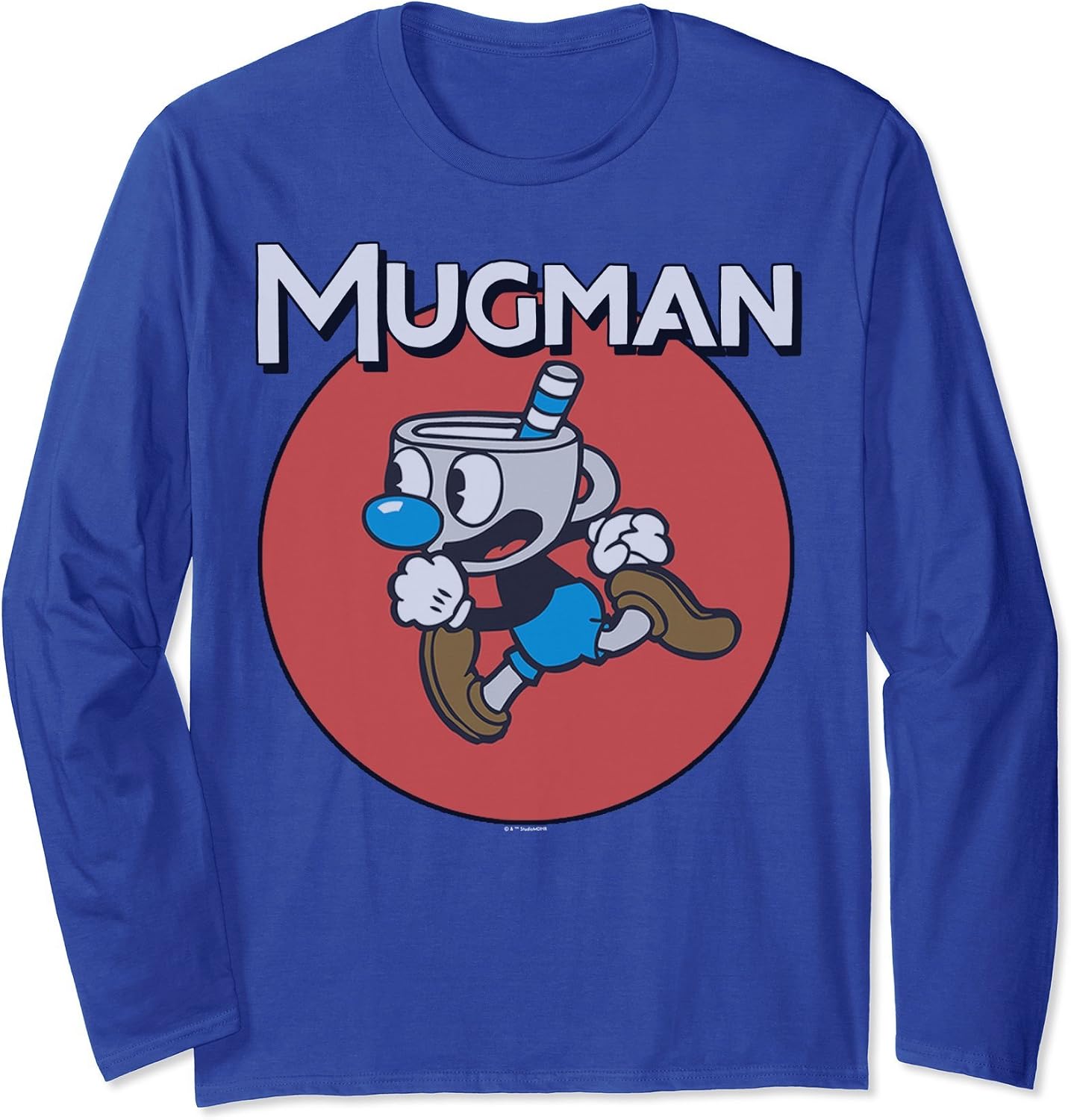 Amazon.com: Cuphead Mugman Run Left Circle Portrait Long Sleeve Tee ...