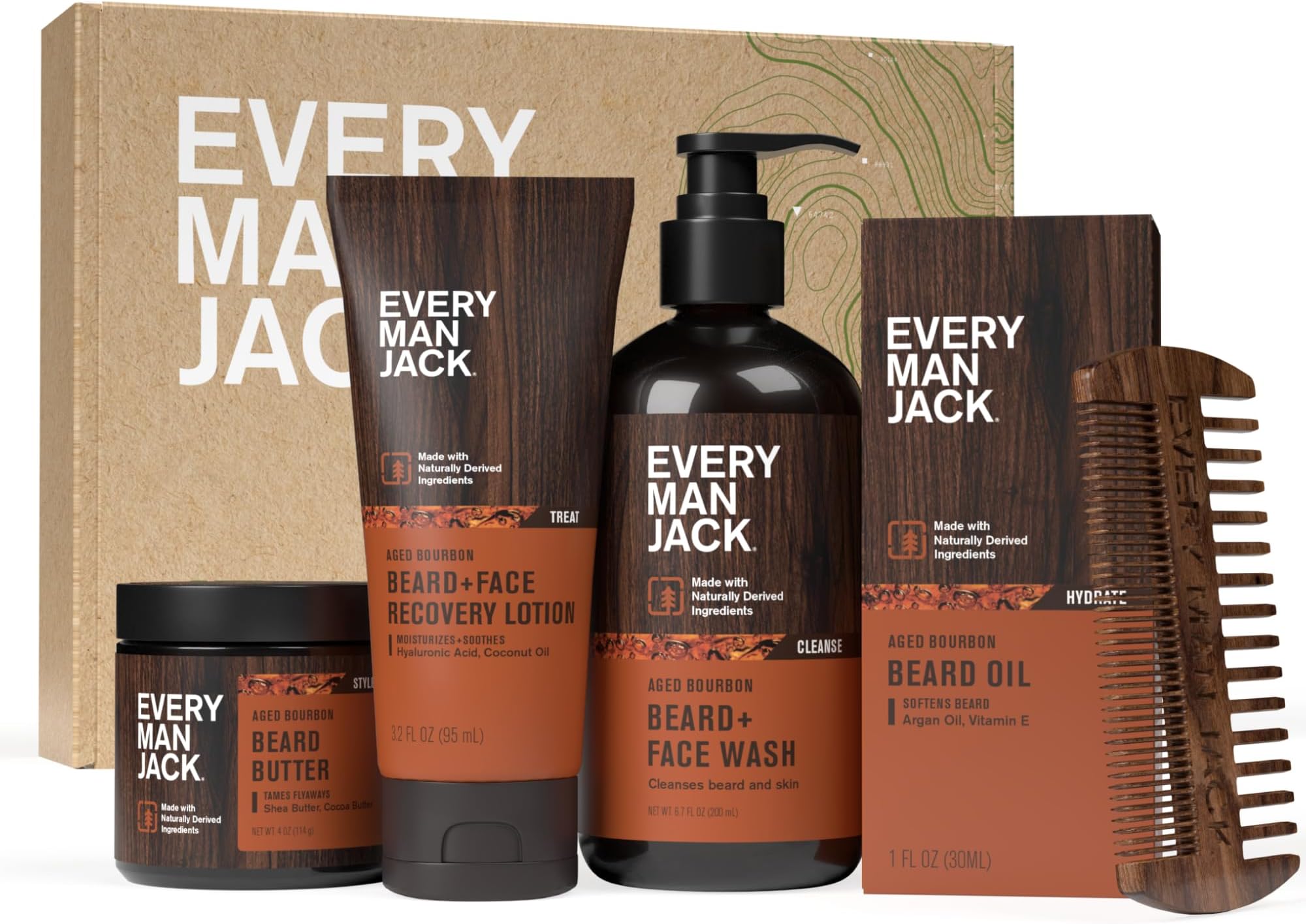 Amazon.com : Every Man Jack Mens Aged Bourbon Beard Set - Five Full ...