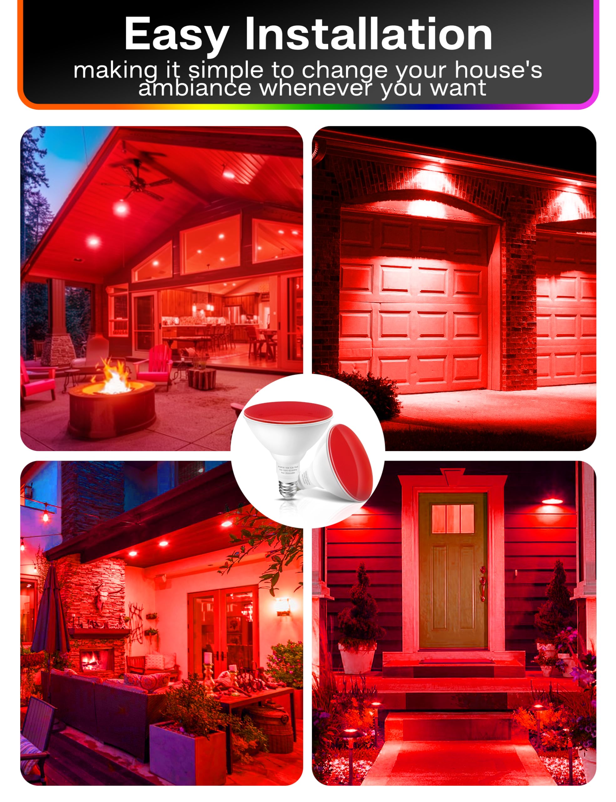 Snapklik.com : LED Flood Red Light Bulb, 15W Equivalent 150W, Par38 Red ...