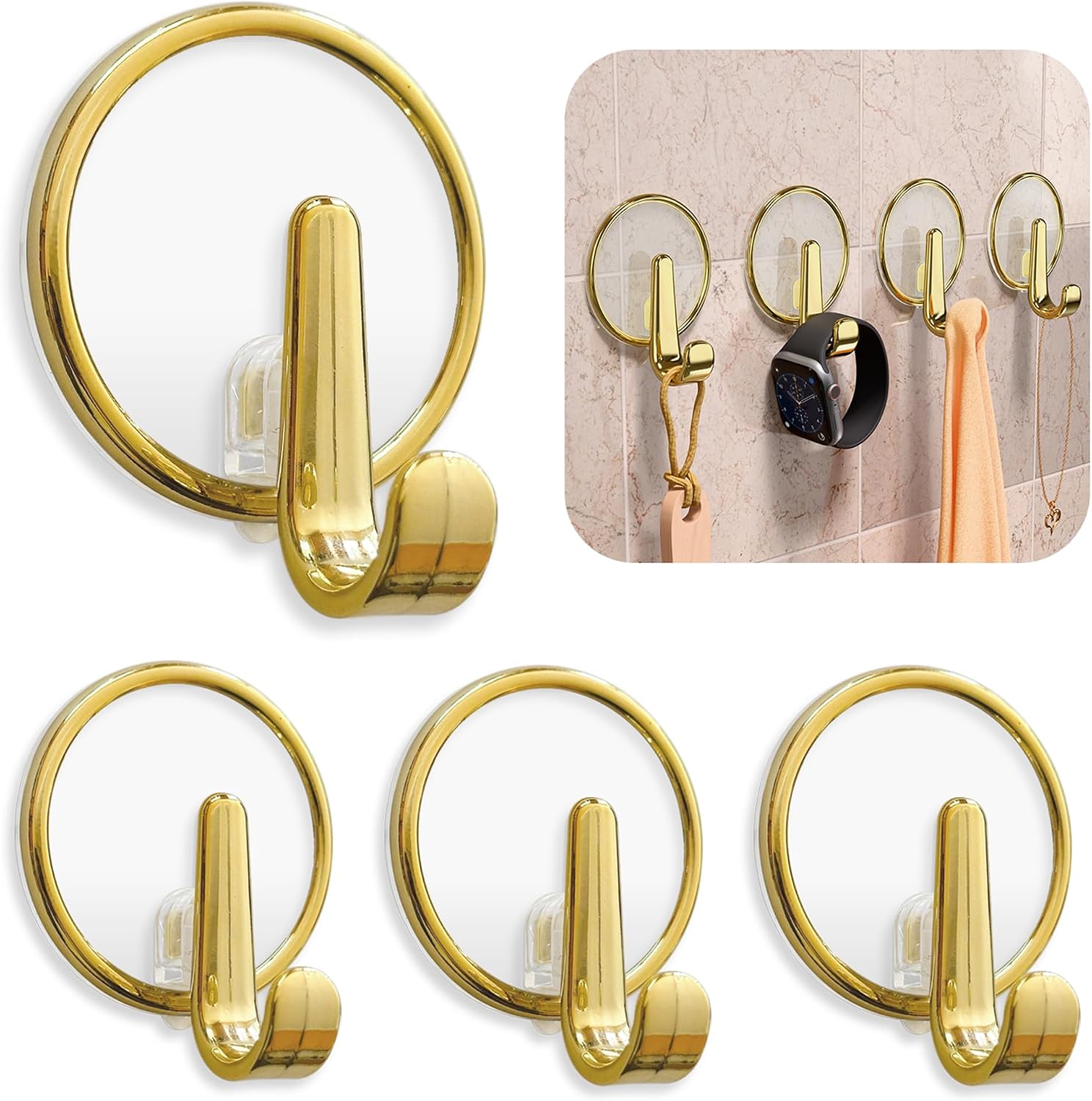 Amazon.com: MiraSpace Clear + Round Plastic Wall Hooks (4 Pack) – No ...