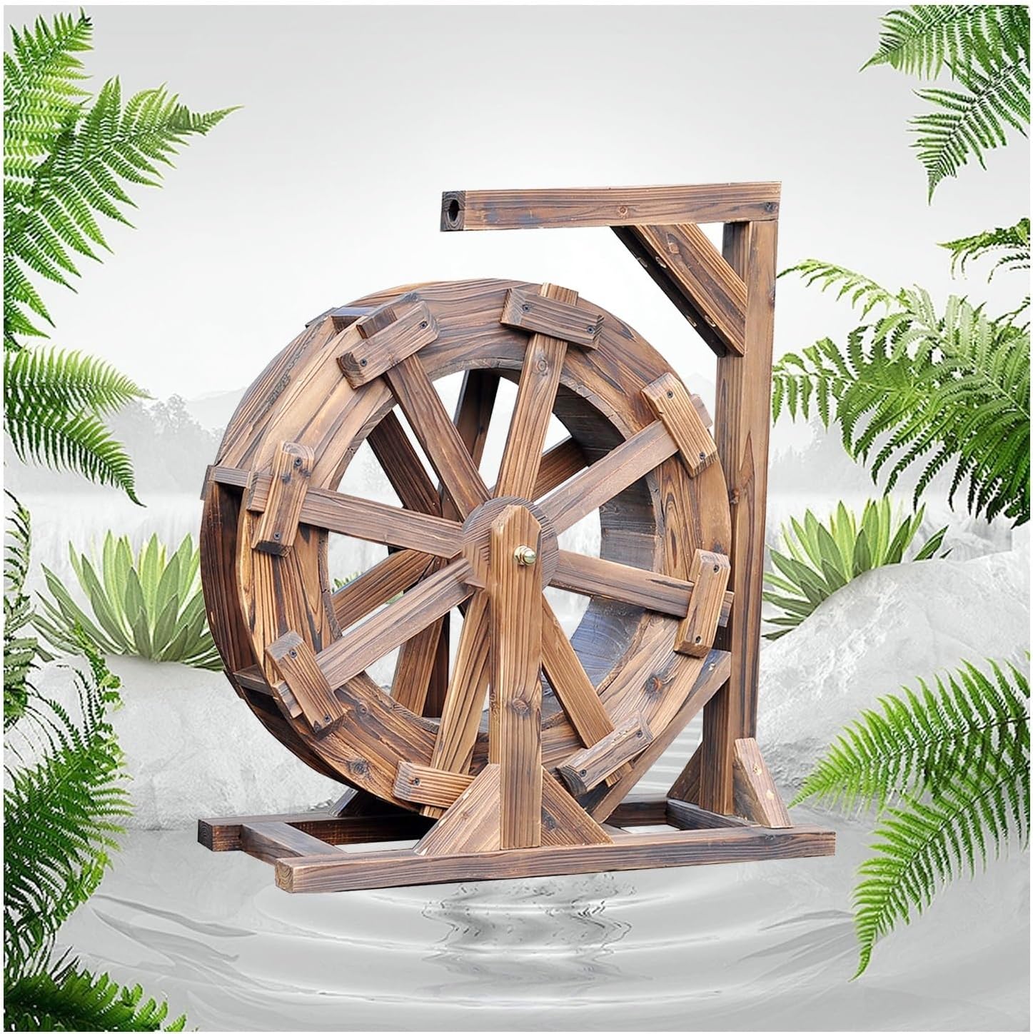 Amazon.com: CUXAHO Wood Water Wheel Fountain Decorative Freestanding ...