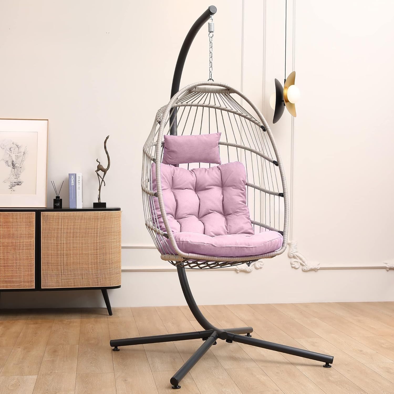 Amazon.com: SWITTE Egg Chair Outdoor Indoor with Stand, Hanging Egg ...