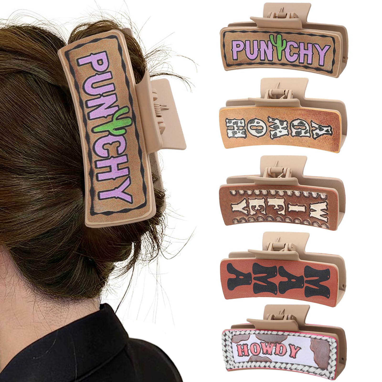 Amazon.com : DNCHGOYA Western Punchy Pattern Hair Clips for Women and ...