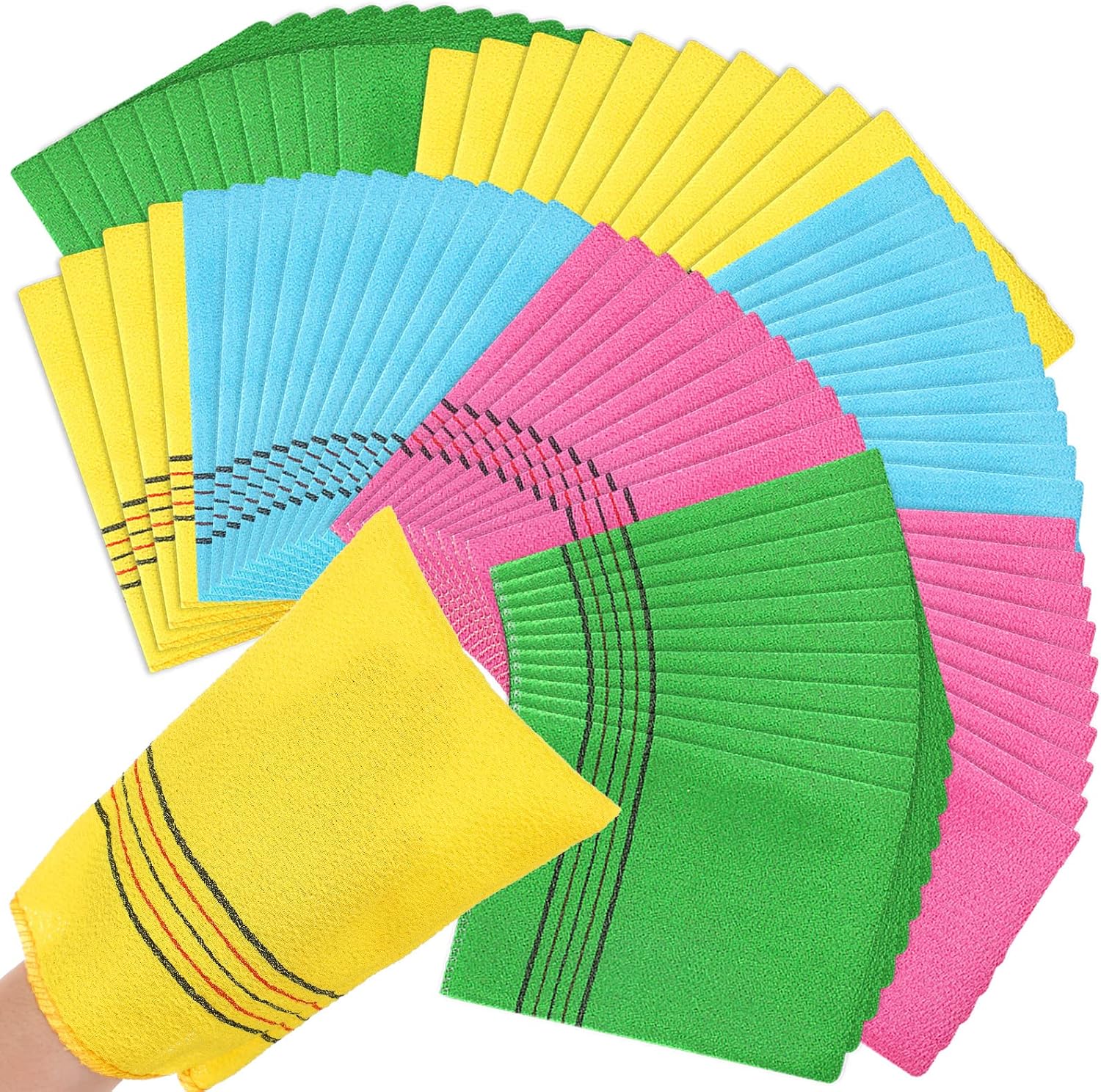 Amazon.com: 100 Pcs Korean Exfoliating Washcloth Mitt Asian Exfoliating ...