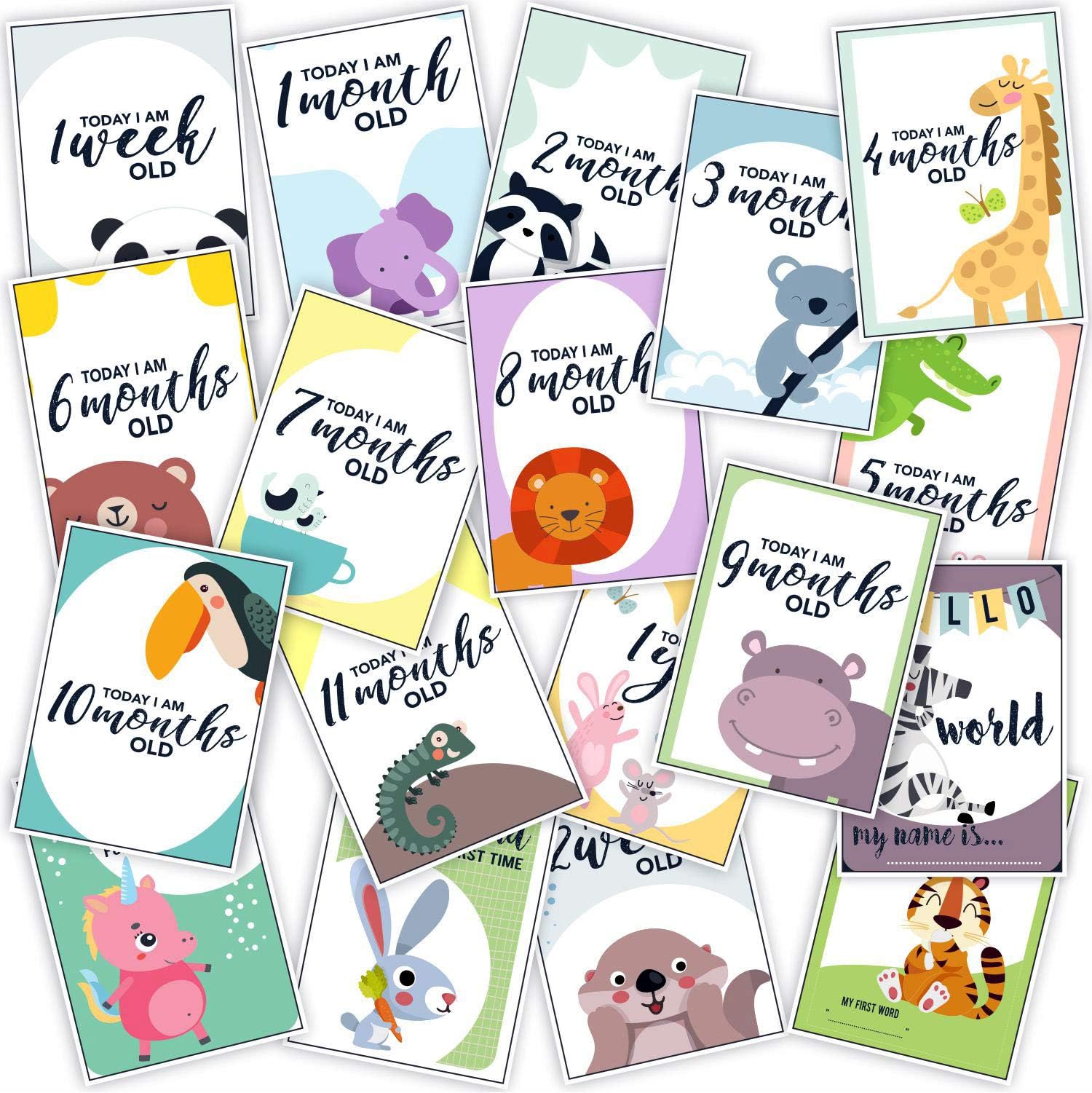 WOBBOX Baby Monthly Milestone Cards, Record 0-12 Months Growth ...
